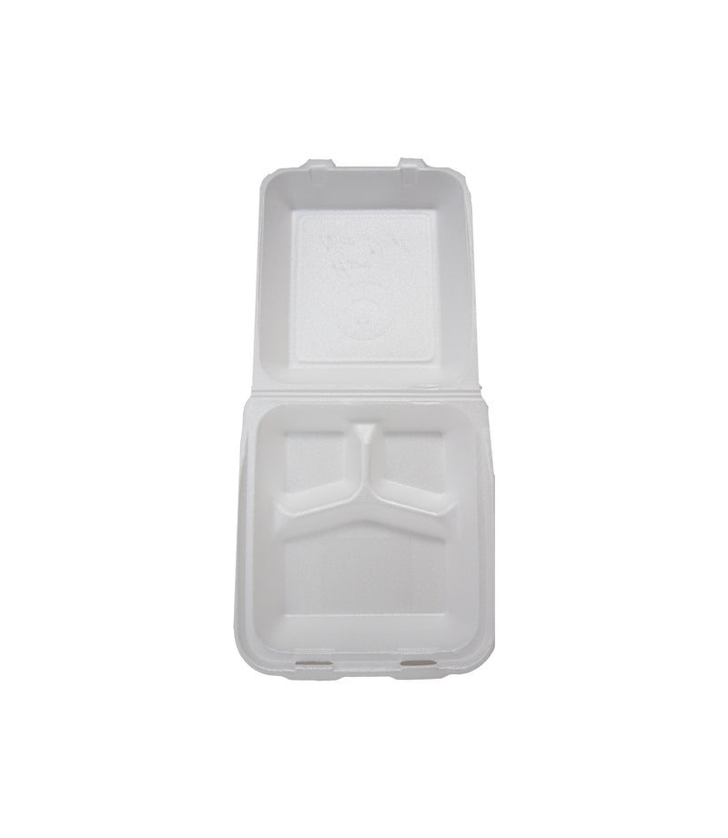 FOAM TRAY, THREE COMPARTMENT, HINGED LID